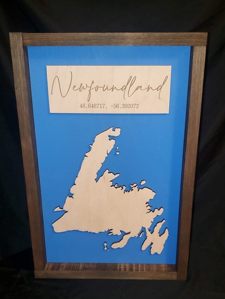 Wooden Map of Newfoundland - Maritime Market